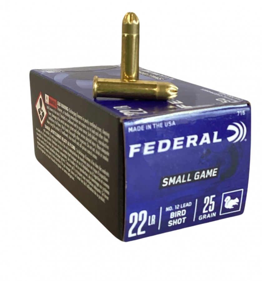 22LR Federal Small Game 25 GR. #12 Lead Bird Shot - 716 - 50 Round Box ...