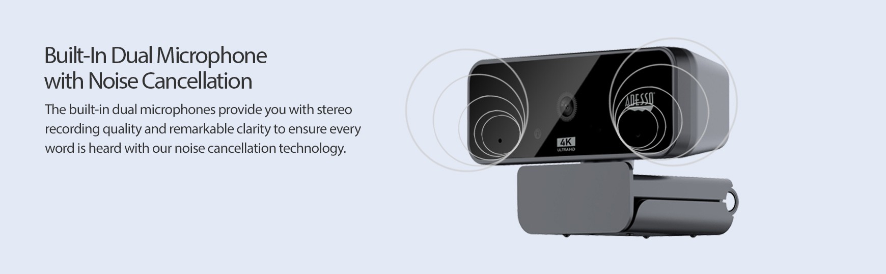 Adesso CYBERTRACK H6 4K Ultra HD USB Webcam with Built-in Dual Microph ...