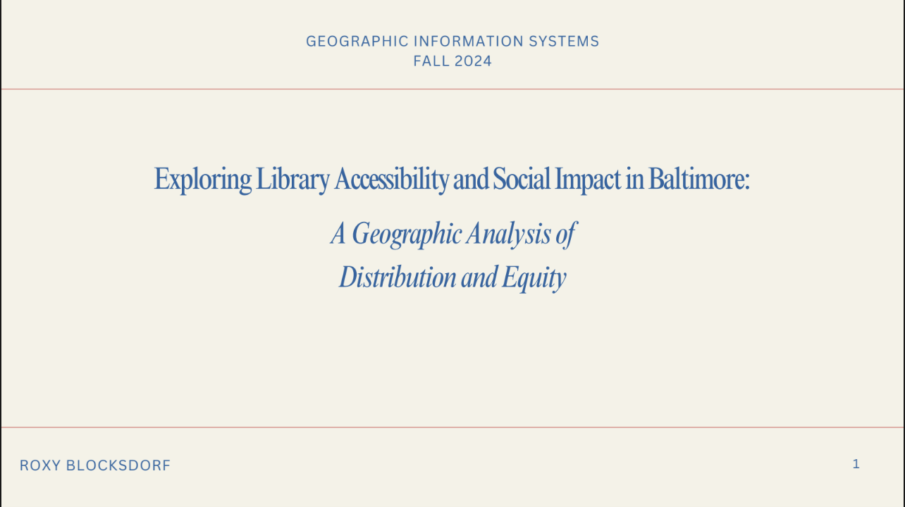 Exploring Library Accessibility and Social Impact in Baltimore ...