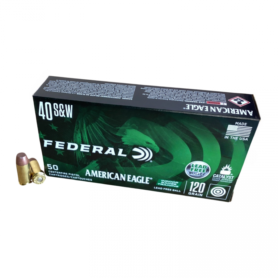 40 S&W - Federal American Eagle 120 Grain Lead Free Pistol Ammunition ...