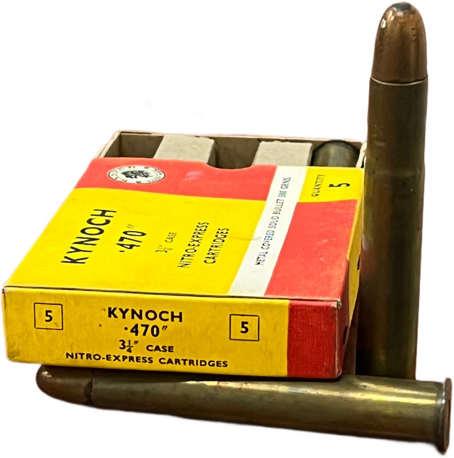 470 Nitro Express - Kynoch 3 1/4 case 500 grain Metal Covered Solid ...