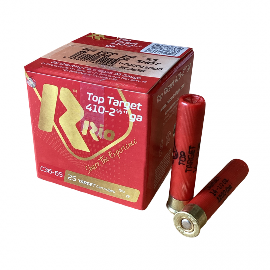 .410 BORE - RIO TOP TARGET SHOTSHELLS , 2-1/2", 1/2 OZ, #7.5 shot, 1200 ...