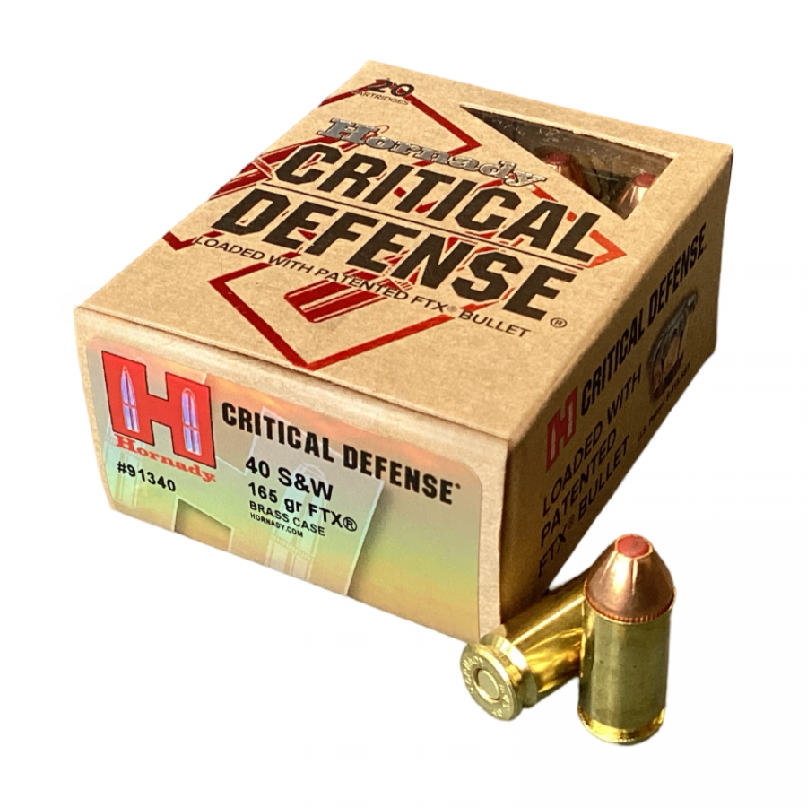 40 S&W - Hornady Critical Defense 165 grain FTX 91340 - 20 round box ...