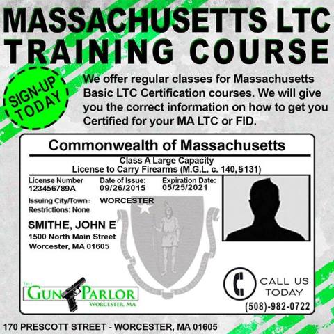 MA BASIC LTC CLASS | The Gun Parlor | Worcester | 01605