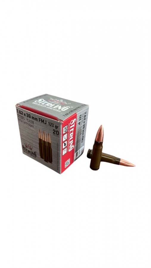 7.62 x 39 - Sterling Steel Casing 123 Grain FMJ - 20 Round Box - NON ...