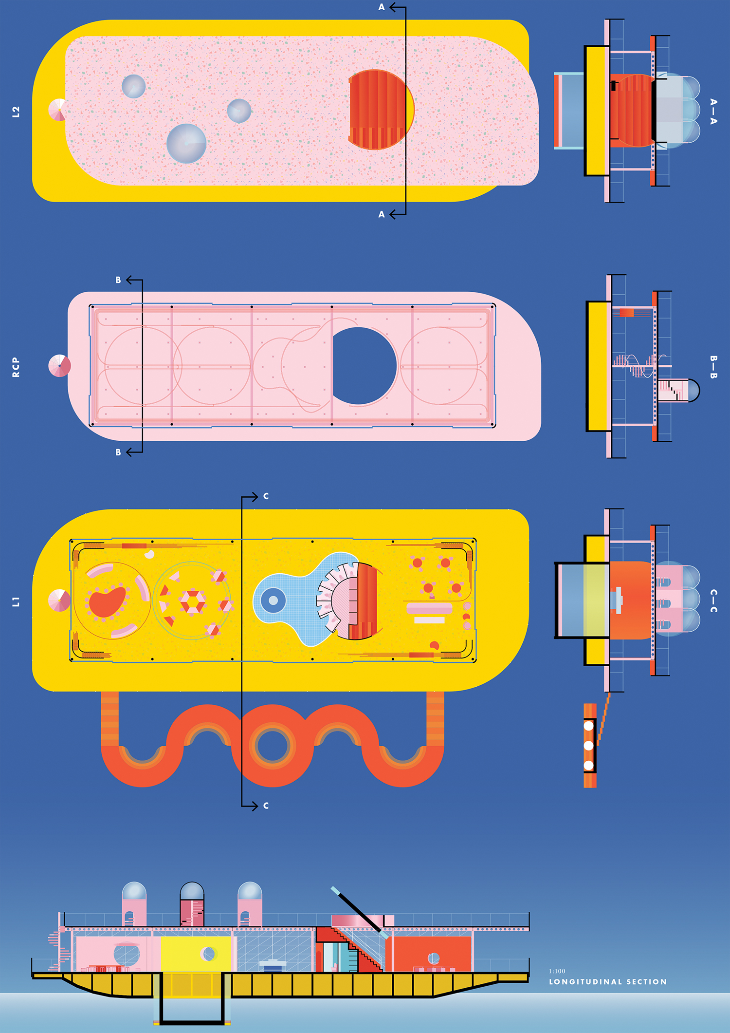 Plan and Section Drawing - Columbia GSAPP