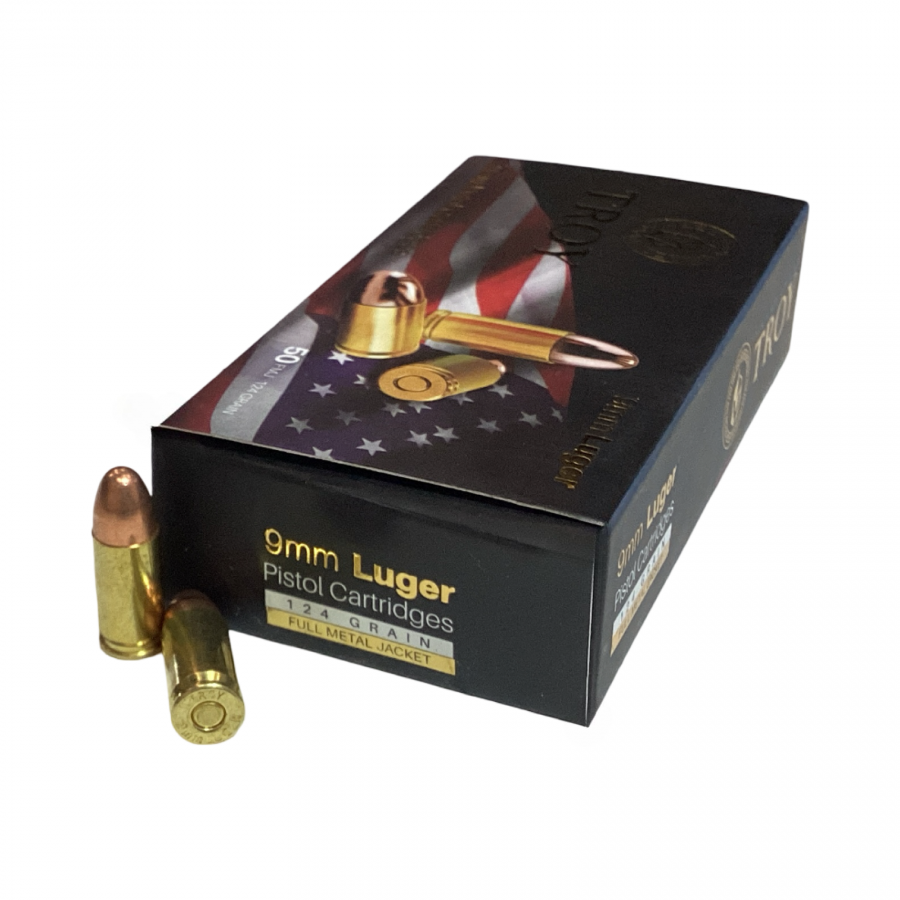 9mm Luger - YTR Troy 124 Grain -Full Metal Jacket - YTR9MMFMJ - 50 ...