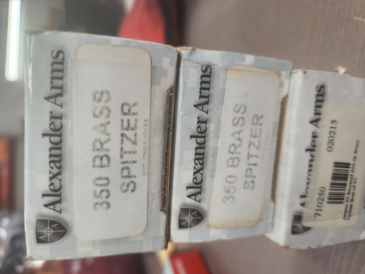 50 Beowulf - Alexander Arms 350 Grain Brass Spitzer - 20 Round Box ...