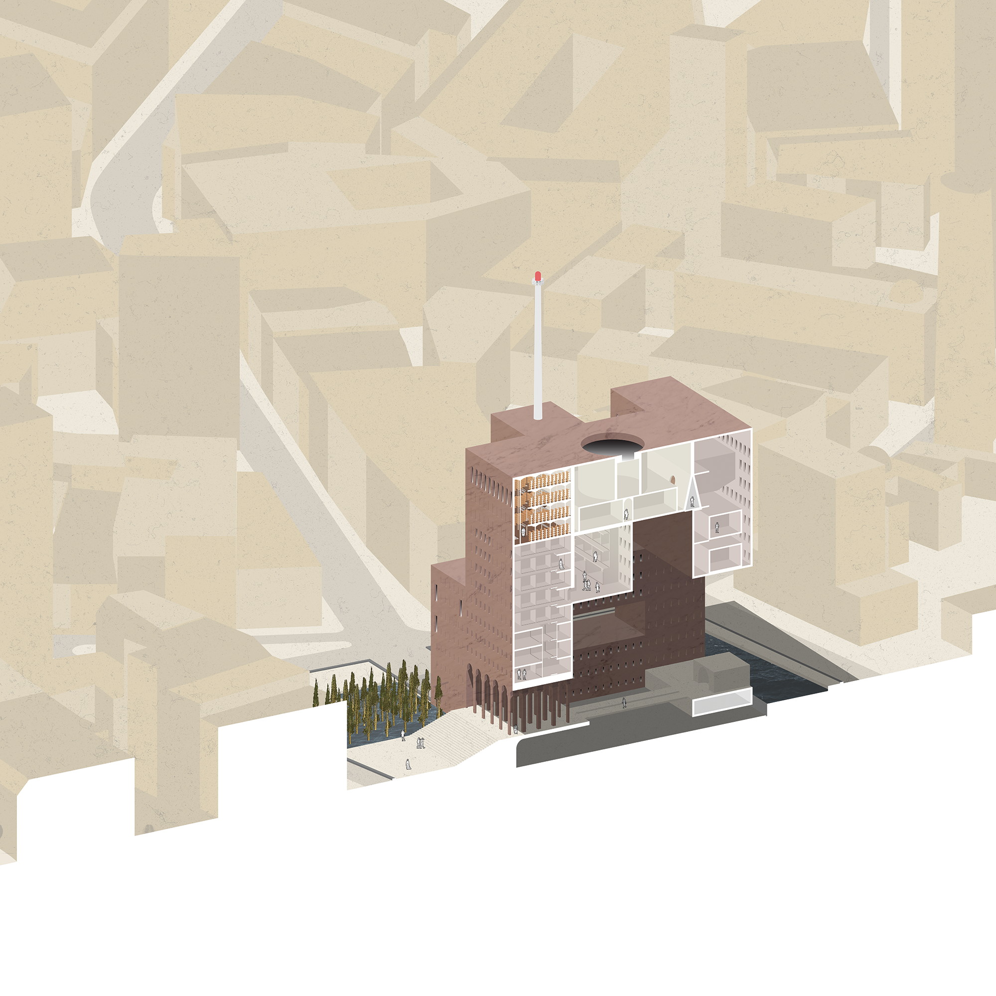 Isometric Section Drawing - Columbia GSAPP