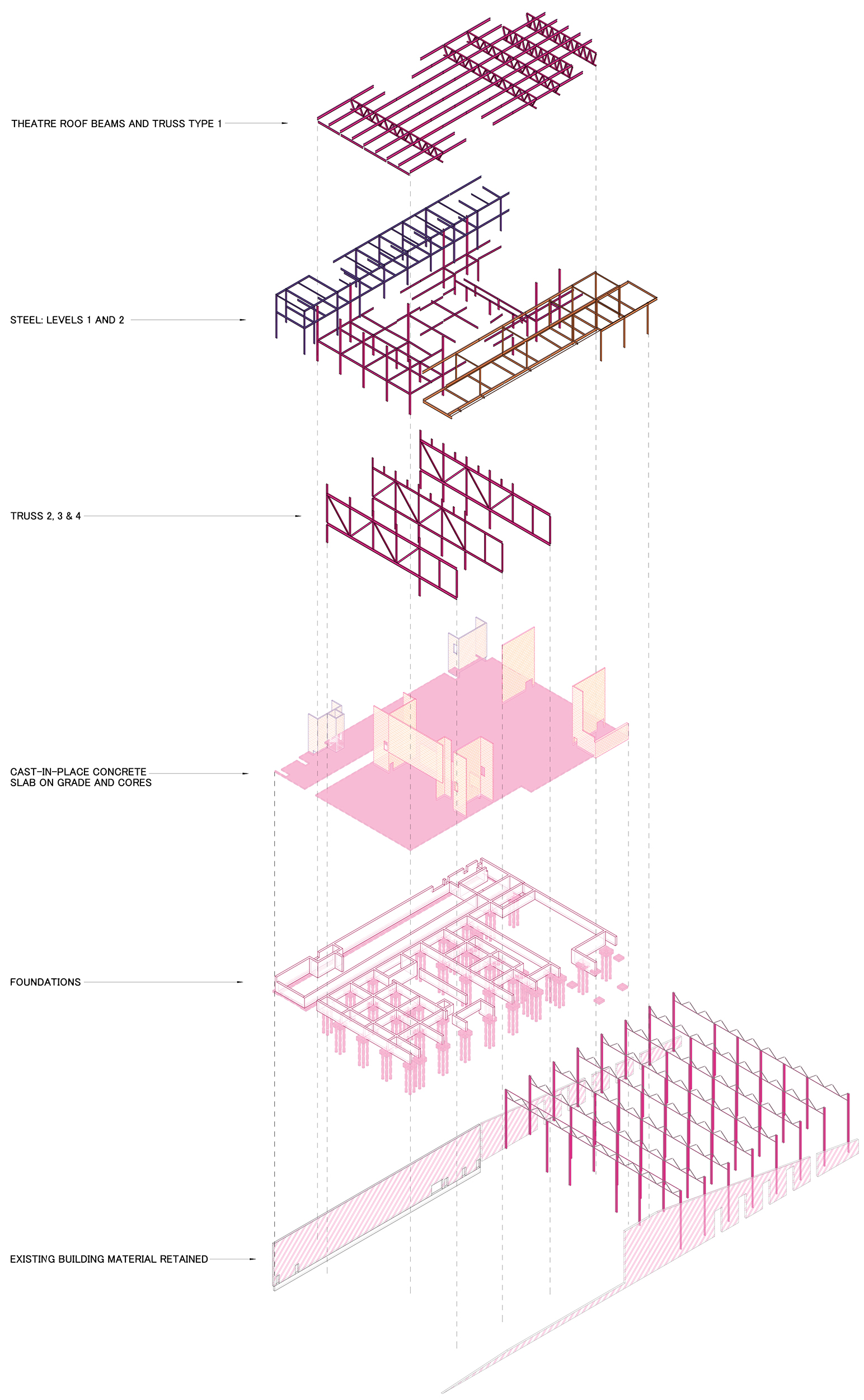 Exploded Axonometric Drawing - Columbia GSAPP