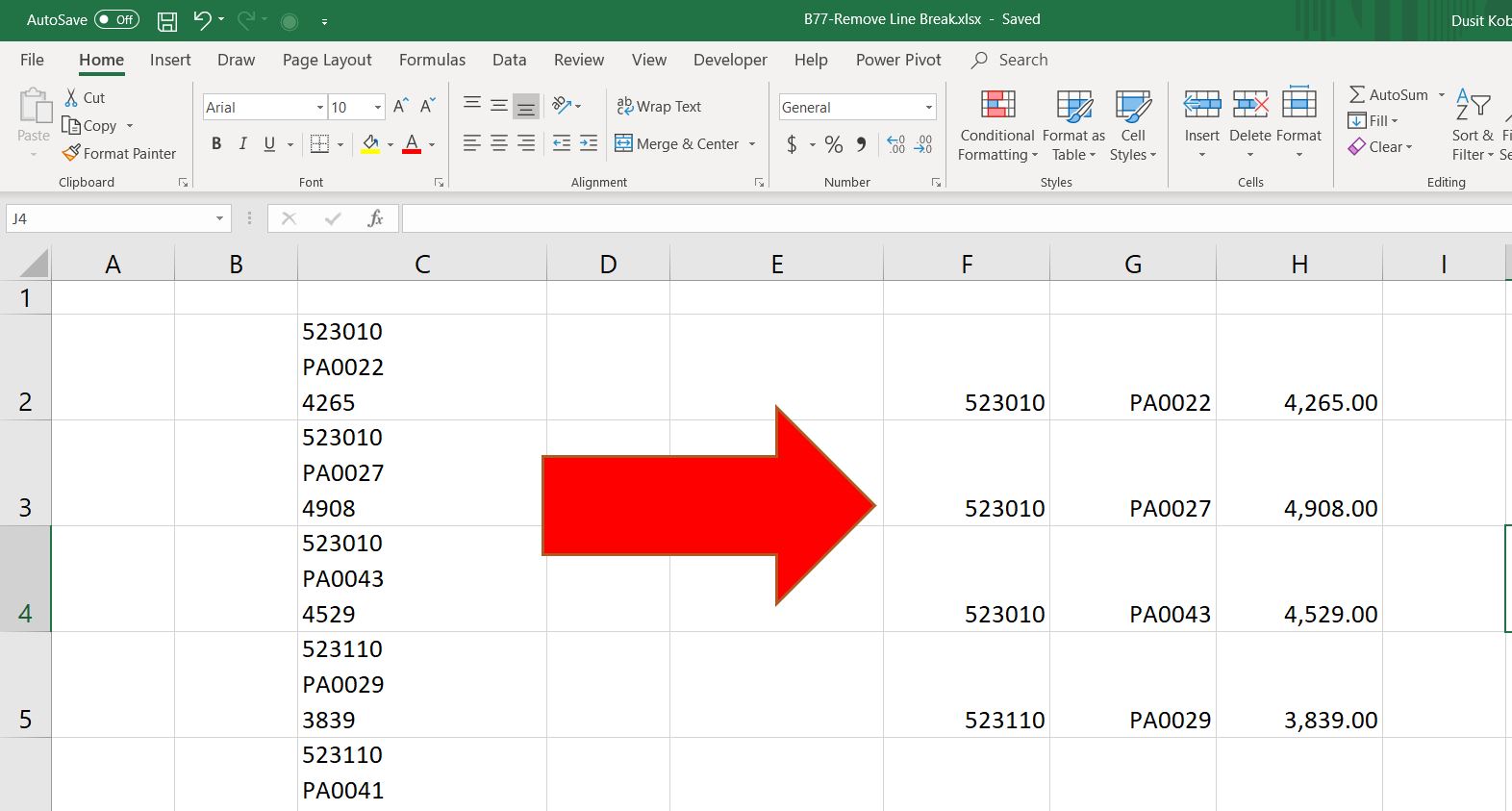 วิธีการแยกข้อมูลใน Excel เป็นหลาย Column Remove Line Breaks Vba Excel
