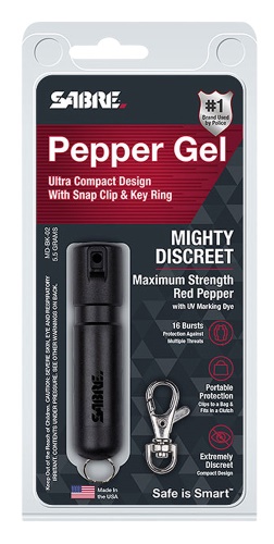 Sabre, Mighty Discreet Pepper Spray, Cone in Small Clamshell, Black ...