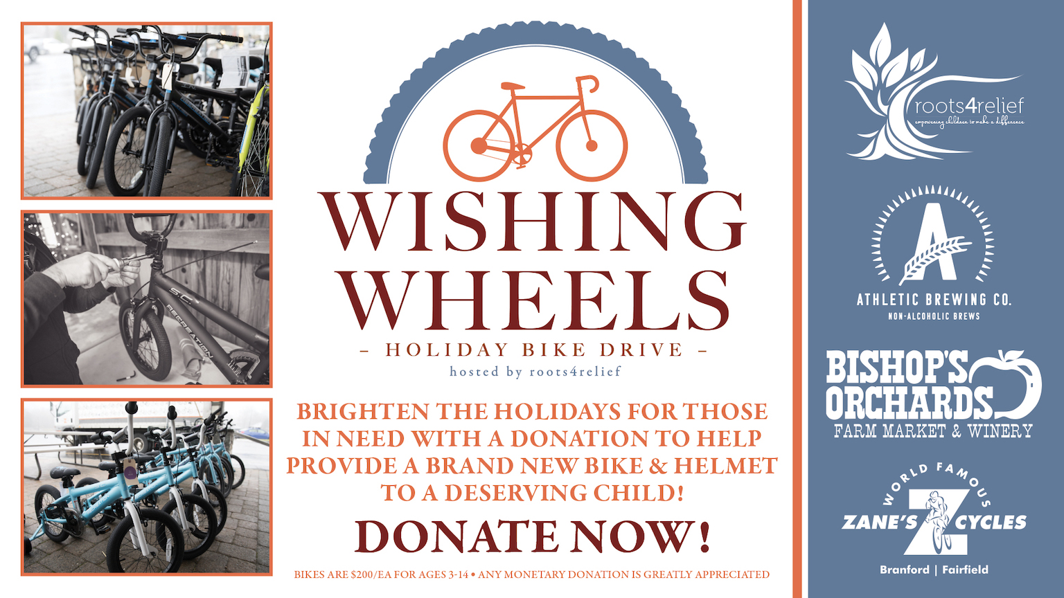 Wishing Wheels Holiday Bike Drive | Roots 4 Relief (Powered by Donorbox)